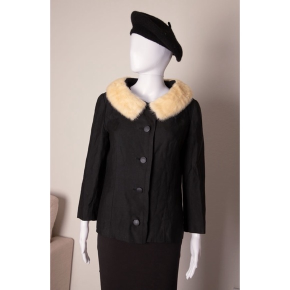 Jackets & Coats | Vintage Jacket With Fur Collar Pin Up Gothic Career ...